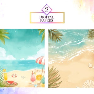 Watercolor Beach Birthday PNG Bundle, Birthday Party Clipart ...
