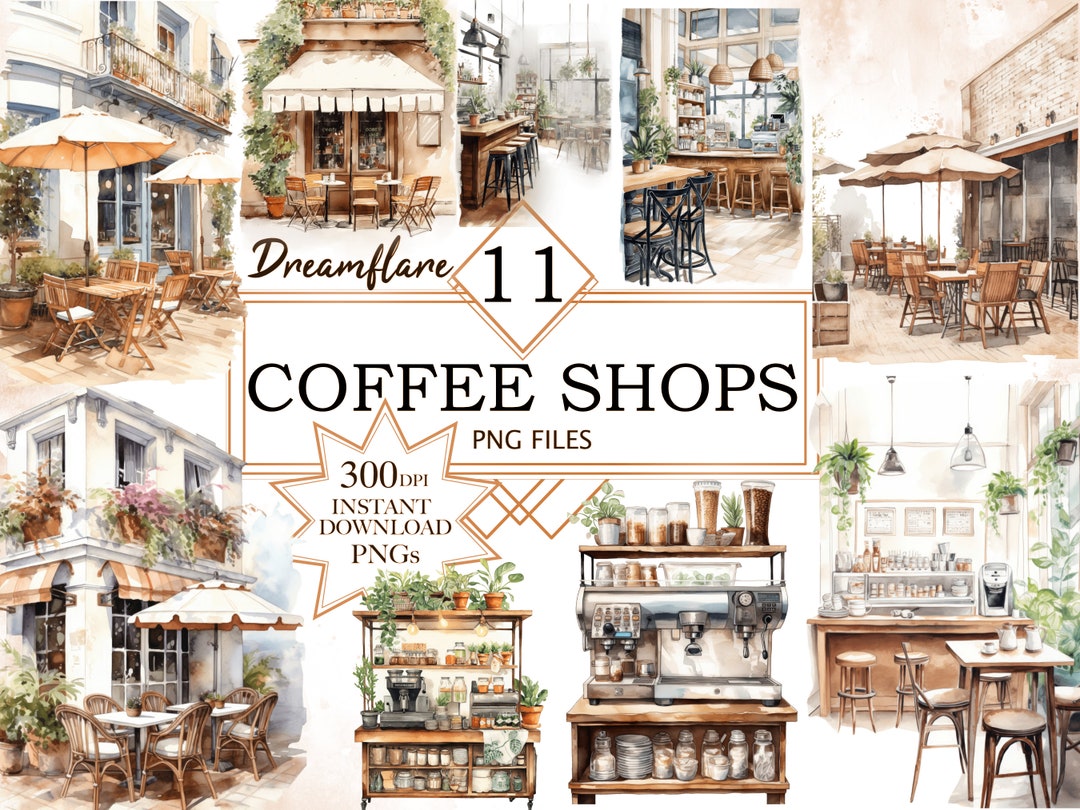 Coffee Shop Clipart Bundle, Coffee Clipart, Coffee PNG, Coffee Lover ...
