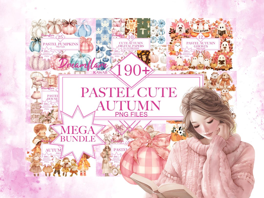 Cute Autumn Clipart Mega Bundle, Thanksgiving PNG, Autumn Season PNG ...