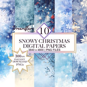 Watercolor Winter Digital Papers PNG Bundle, Winter Season PNG, White ...