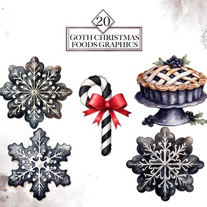 Watercolor Goth Christmas Foods PNG Bundle, Christmas Foods Clipart ...