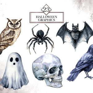 Watercolor Halloween PNG Clipart Bundle, Gothic Halloween PNG, Spooky ...
