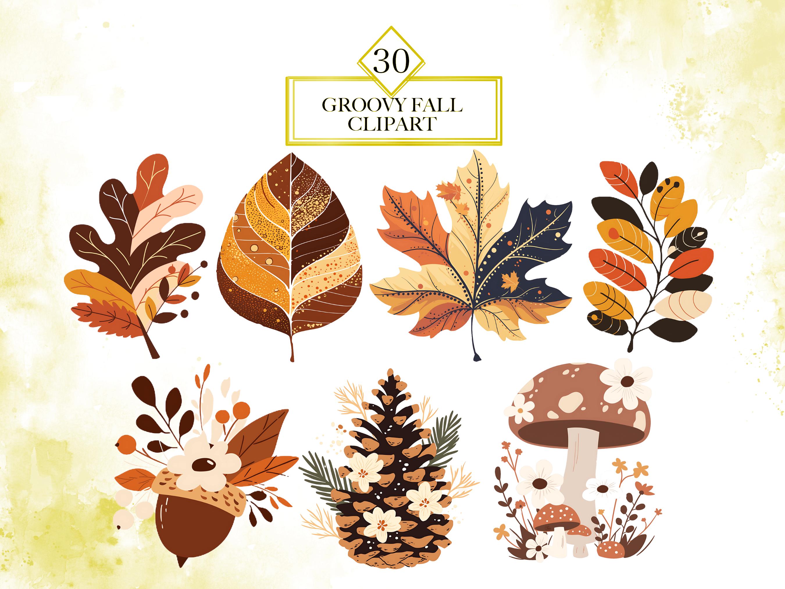 Cute Groovy Autumn Clipart Bundle, Thanksgiving PNG, Autumn Season PNG ...