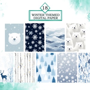 19 Winter Themed Digital Paper Bundle, Winter Jpg, Digital Download ...