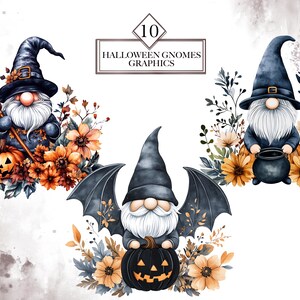Watercolor Halloween Gnomes PNG Bundle, Garden Gnome Clipart, Spooky ...