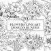 Floral Line Art PNG & SVG Bundle, Flowers Digi Stamp, Botanical, Flower ...