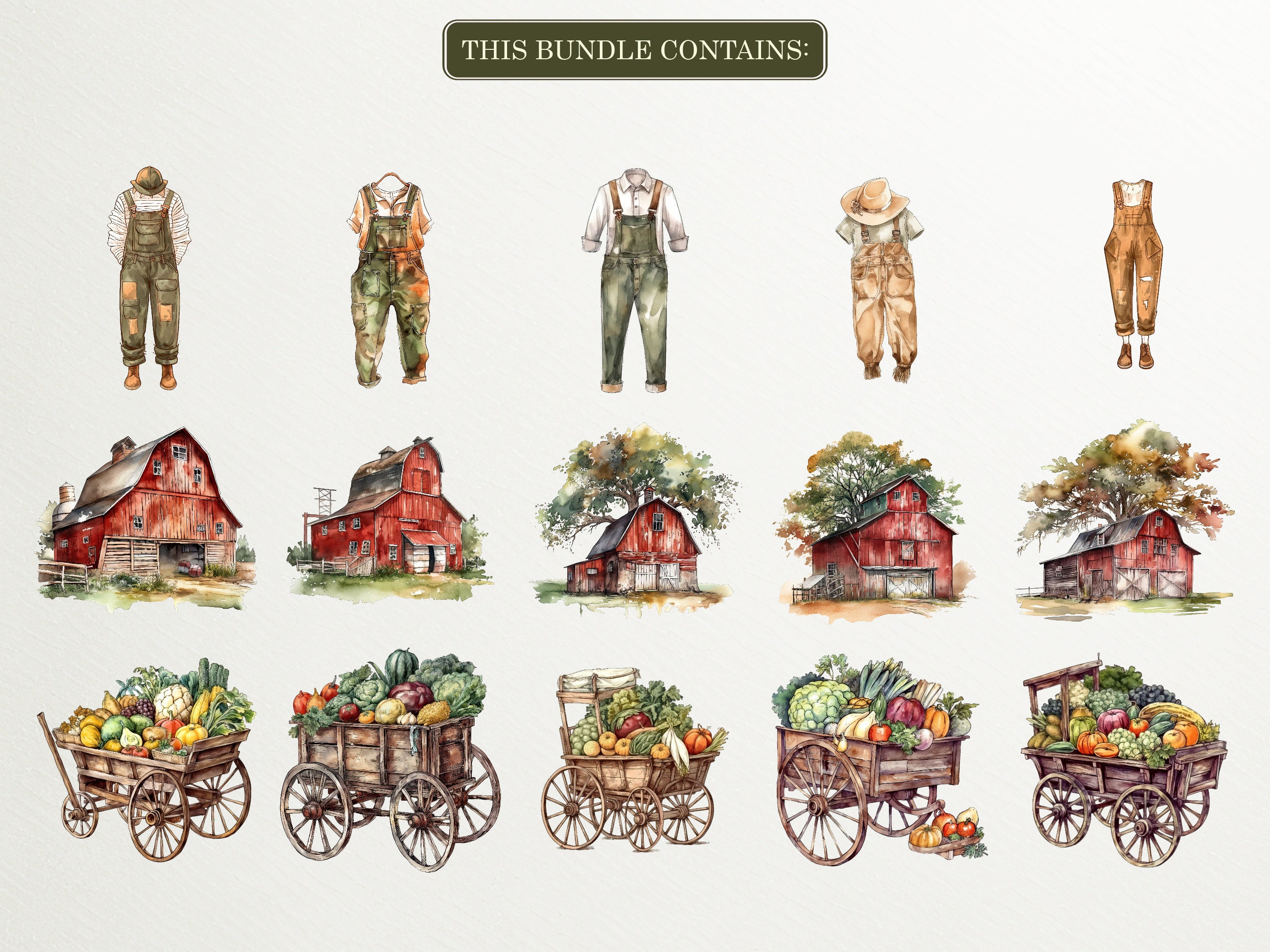 Watercolor Farm Clipart Collection Farming Bundle - Etsy