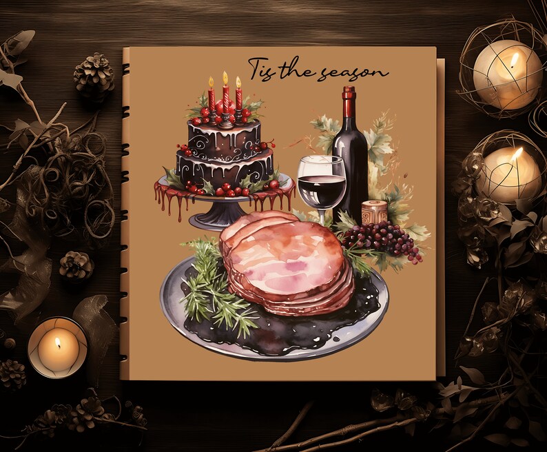 Watercolor Goth Christmas Foods PNG Bundle, Christmas Foods Clipart ...