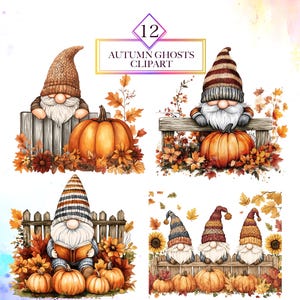 Watercolor Autumn Gnomes PNG Clipart Bundle, Floral Gnomes PNG, Fall ...