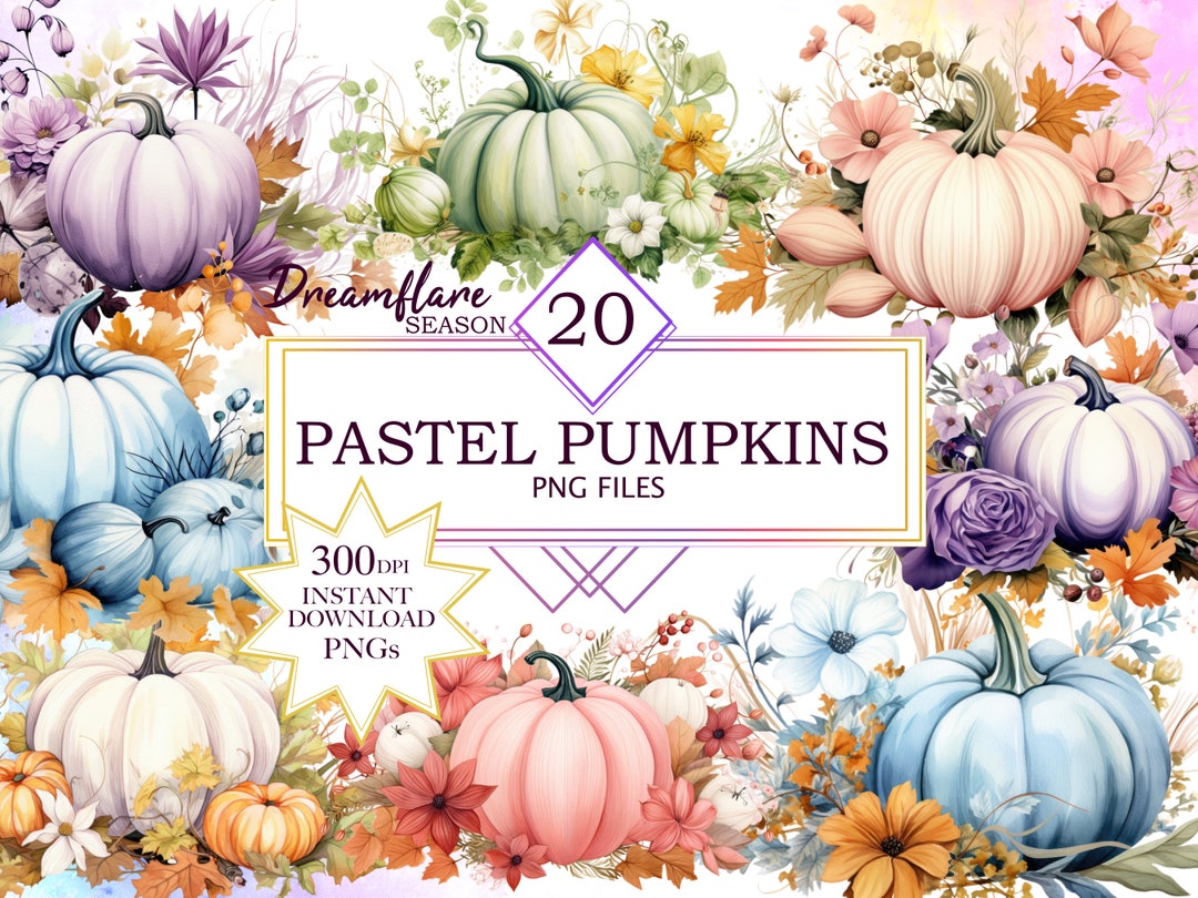 Pastel Pumpkins Halloween Clipart, Pastel Pumpkins Clipart, Halloween ...