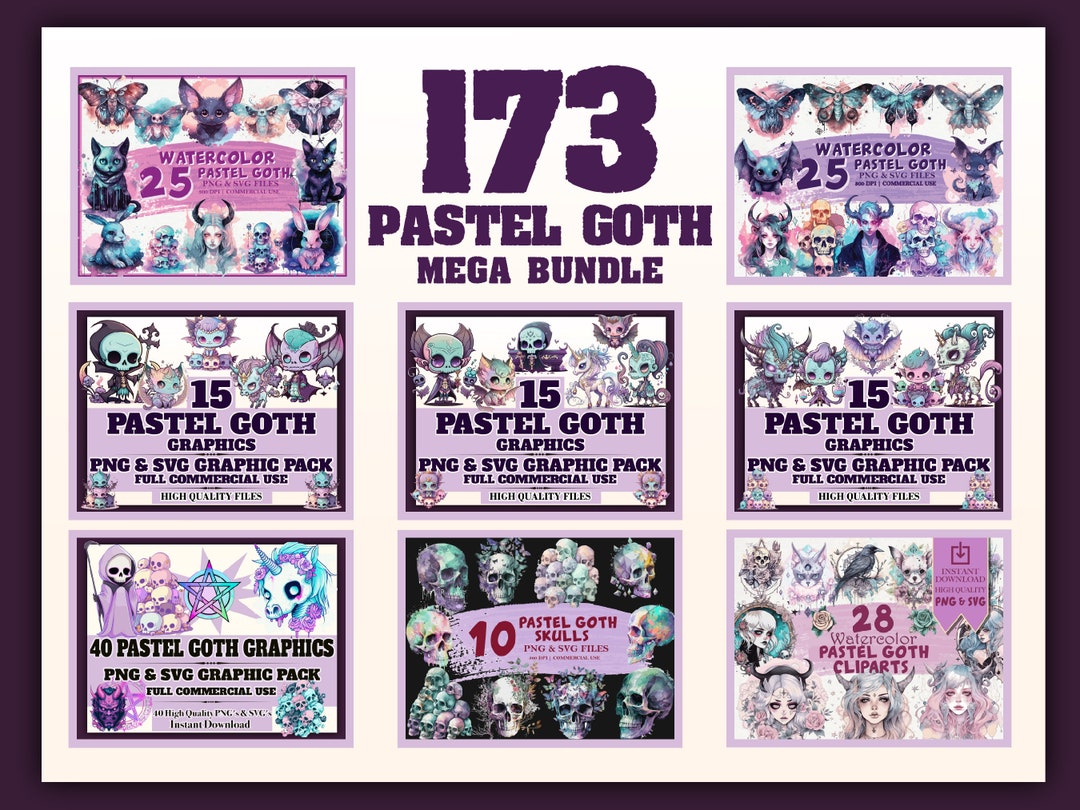 Cute Creepy Pastel Goth Mega Pack Kawaii Gothic Spooky Witchcraft ...