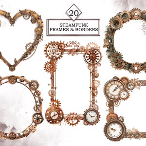 Steampunk Frames and Borders Clipart Bundle, Steampunk Clipart ...