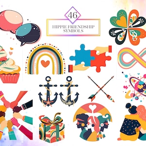 Friendship Symbols PNG Clipart Bundle, Friends Clipart, Besties Clipart ...