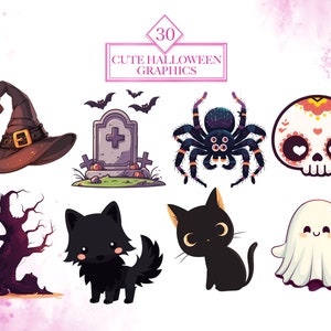 Cute Halloween Clipart Bundle, Halloween PNG, Spooky Cute Halloween ...