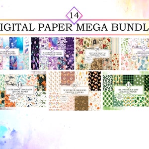 Seamless Digital Paper Clipart PNG Bundle, Collage Paper, Junk Journal ...