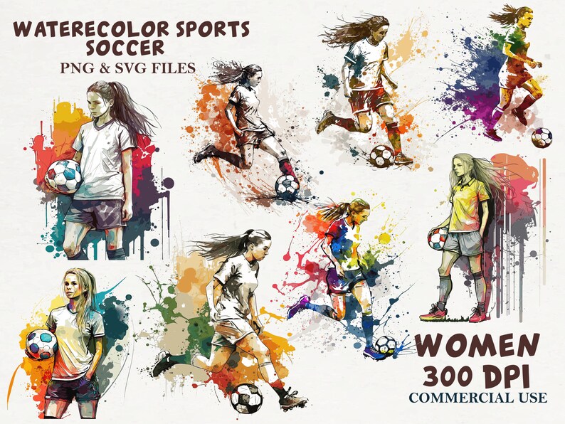 Watercolor Soccer Clipart Set Watercolor Sports Watercolor - Etsy