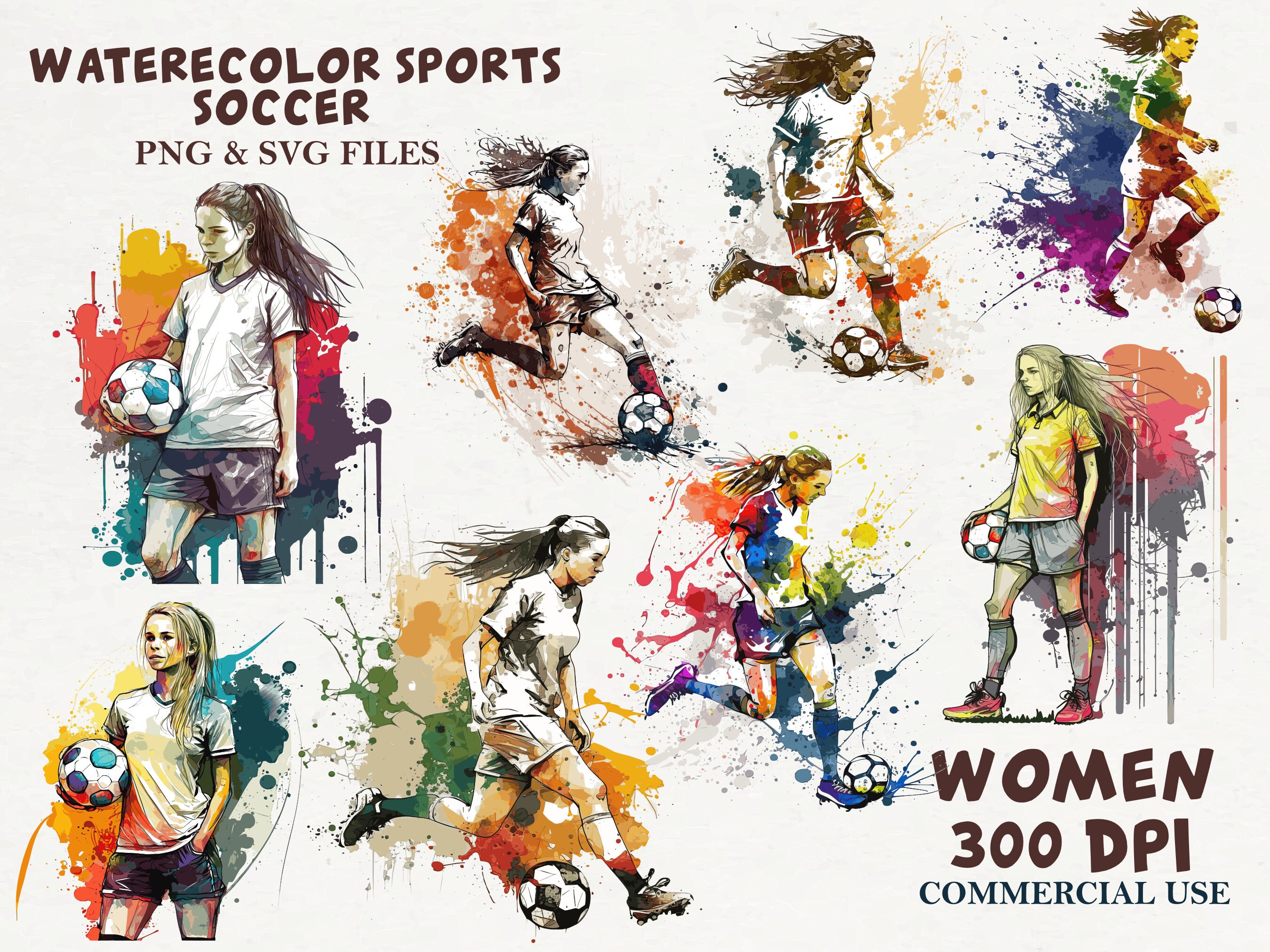 Watercolor Soccer Clipart Set Watercolor Sports Watercolor - Etsy