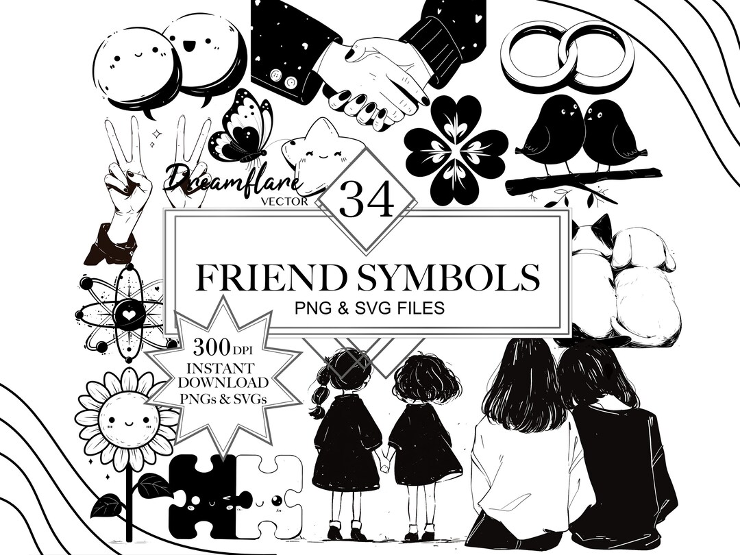 Friendship Symbols PNG & SVG Bundle, Friends Svg, Hands Clipart ...