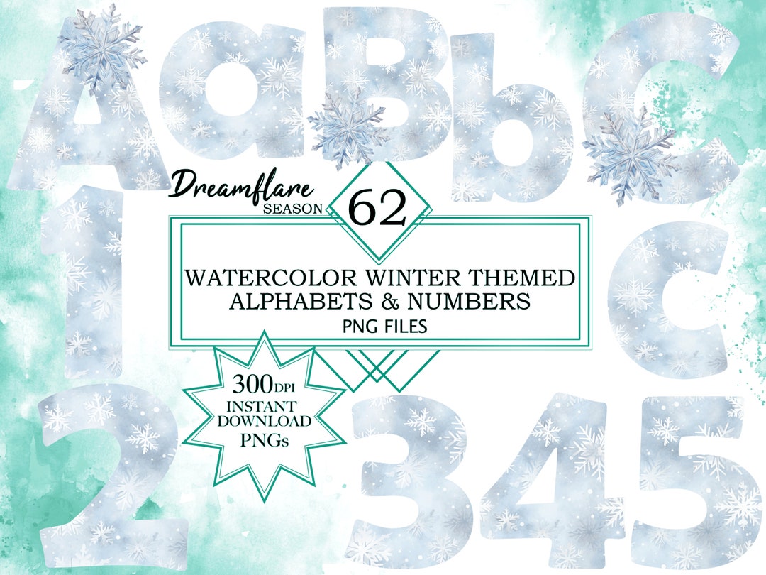 Winter Themed Alphabet and Numbers, Winter Season Clipart, Alphabet and ...