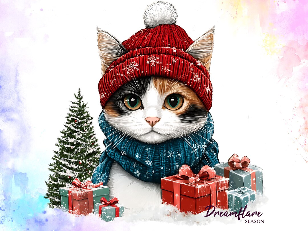 10 Cute Cats Christmas Clipart Bundle, Cat Christmas PNG, Christmas ...