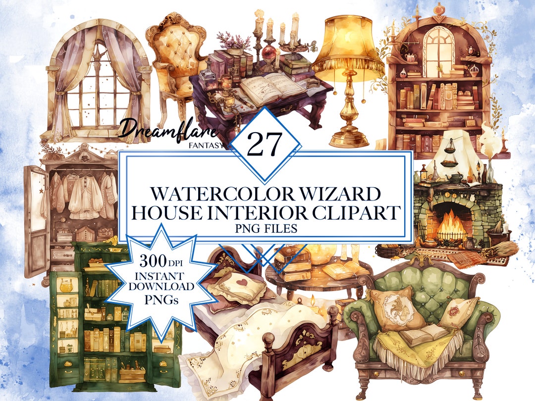 Watercolor Wizard House Clipart Bundle, Fantasy House PNG, Wizard Home ...