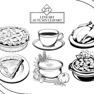 Line Art Autumn PNG and SVG Bundle, Autumn SVG, Digital Stamp, Coloring ...