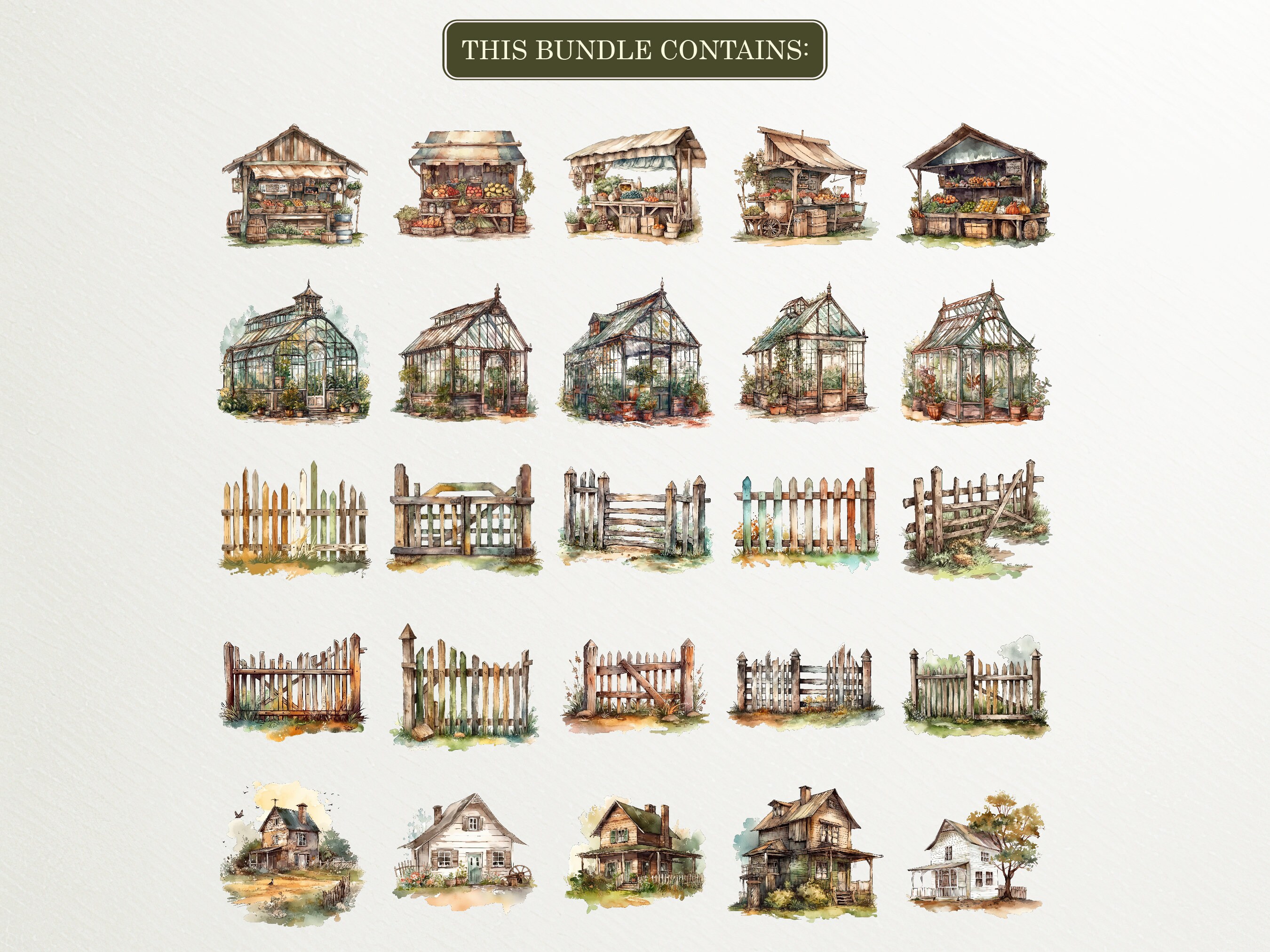 Watercolor Farm Clipart Collection Farming Bundle - Etsy