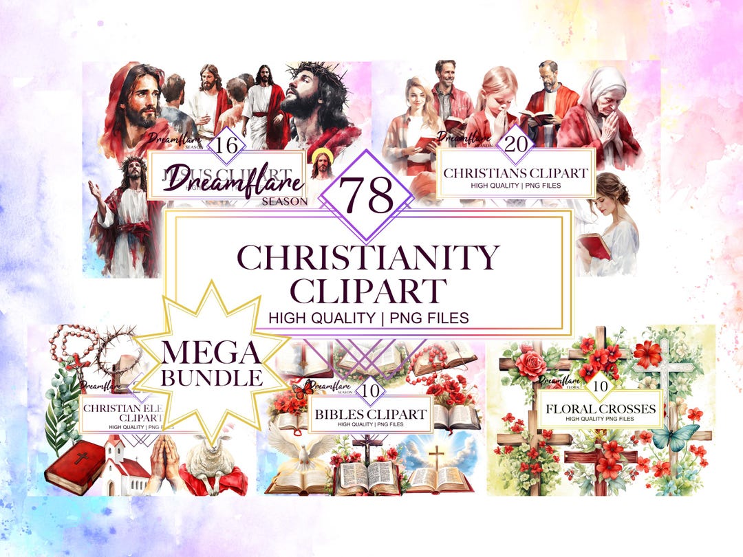 Watercolor Christianity Clipart Mega Bundle, Lenten Season PNG, Holy ...
