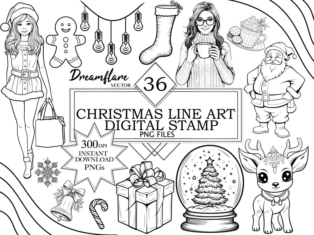 36 Christmas Digital Stamp, Digi Stamp, Digital Stamp, Scrapbooking ...