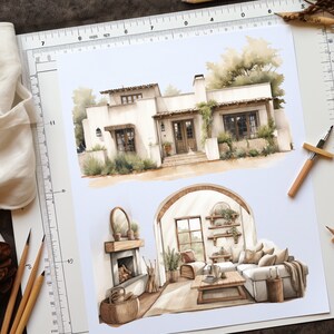 Watercolor Boho Cozy House PNG Clipart, Boho Clipart, Rustic Cozy House ...
