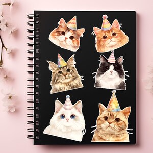 Watercolor Cat Birthday Clipart Bundle, Cute Cat PNG, Watercolor ...