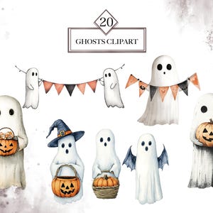 Watercolor Spooky Ghosts Clipart Bundle, Spooky Ghosts PNG, Halloween ...