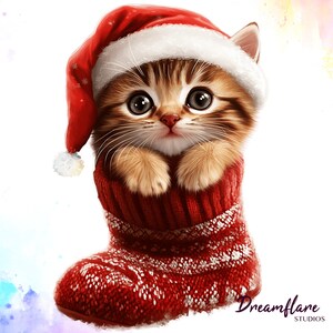 Cute Christmas Cats Clipart Bundle, Quirky Cats Clipart, Christmas ...