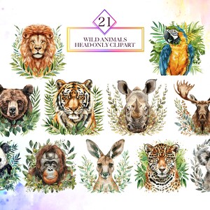 Watercolor Wildlife Animals Clipart Bundle, Wild Animals PNG, Wildlife ...