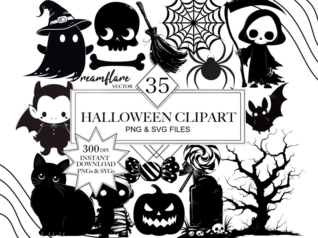 Halloween PNG and SVG Bundle, Halloween Clipart Bundle, Creepy Cute ...