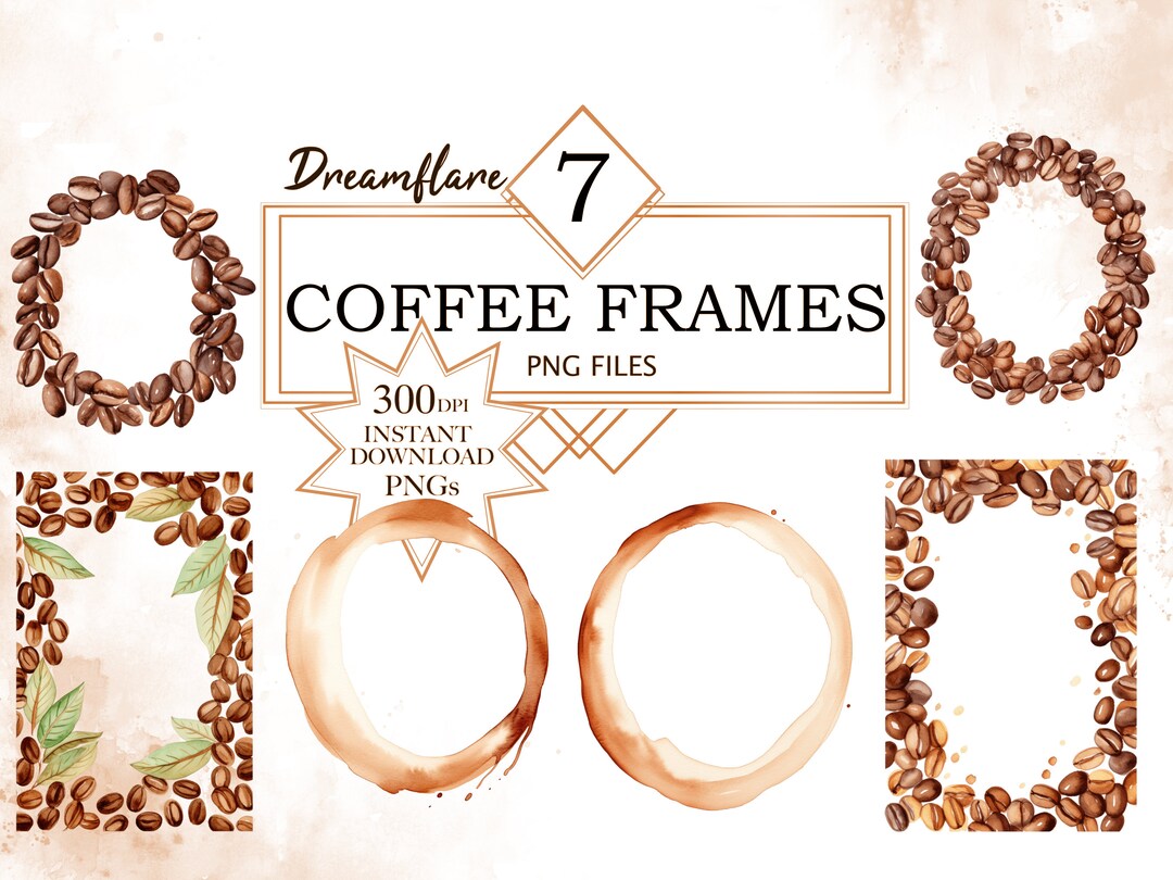Coffee Frames Clipart, Watercolor Coffee Clipart Bundle, Coffee Lover ...