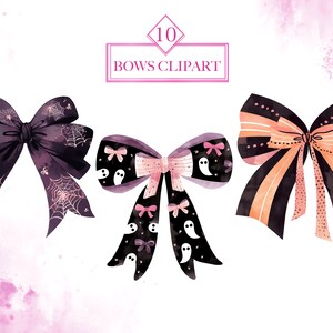 Pastel Halloween Bows PNG Clipart Bundle, Pastel Halloween PNG ...