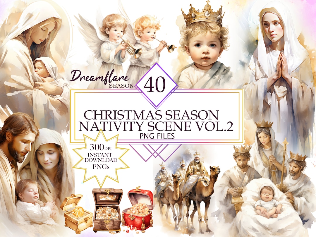 40 Christmas Nativity Scene Clipart PNG, Volume 2, Christmas Bundle ...