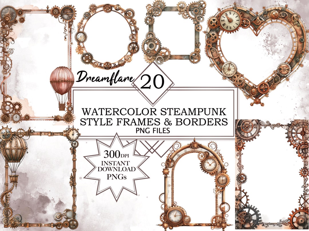 Steampunk Frames and Borders Clipart Bundle, Steampunk Clipart ...