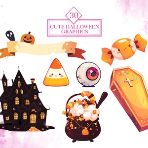 Cute Halloween Clipart Bundle, Halloween PNG, Spooky Cute Halloween ...