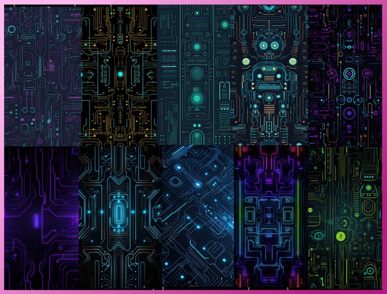 25 Futuristic Cyberpunk Patterns Wallpaper Bundle PNG Files - Etsy