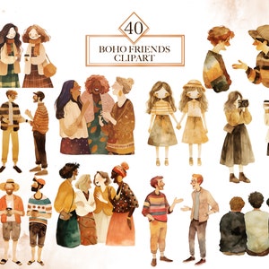 Boho Friendship Day PNG Clipart Bundle, Friends Clipart, Besties ...