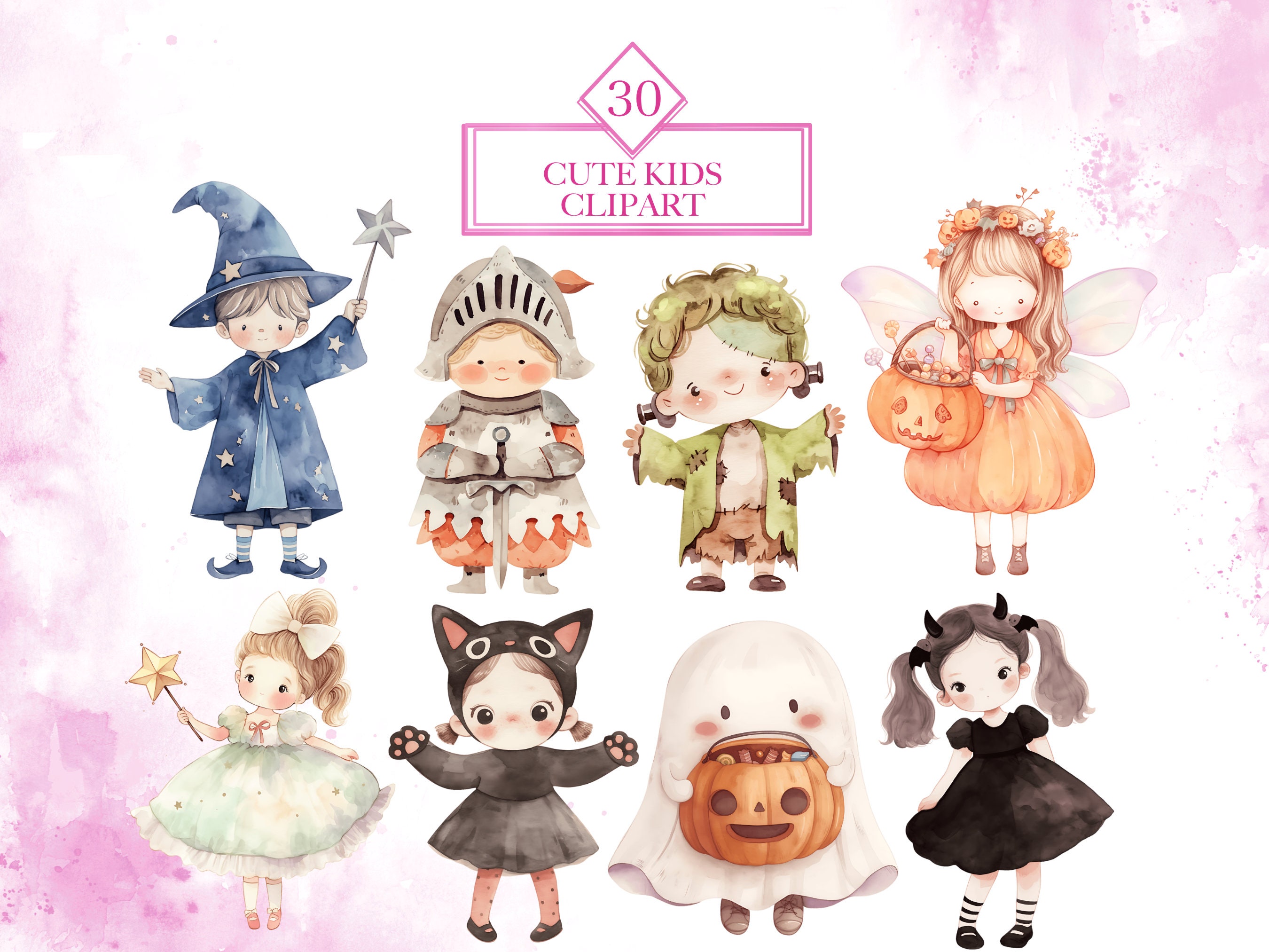 Cute Kids Halloween Clipart Bundle, Halloween PNG, Spooky Cute ...