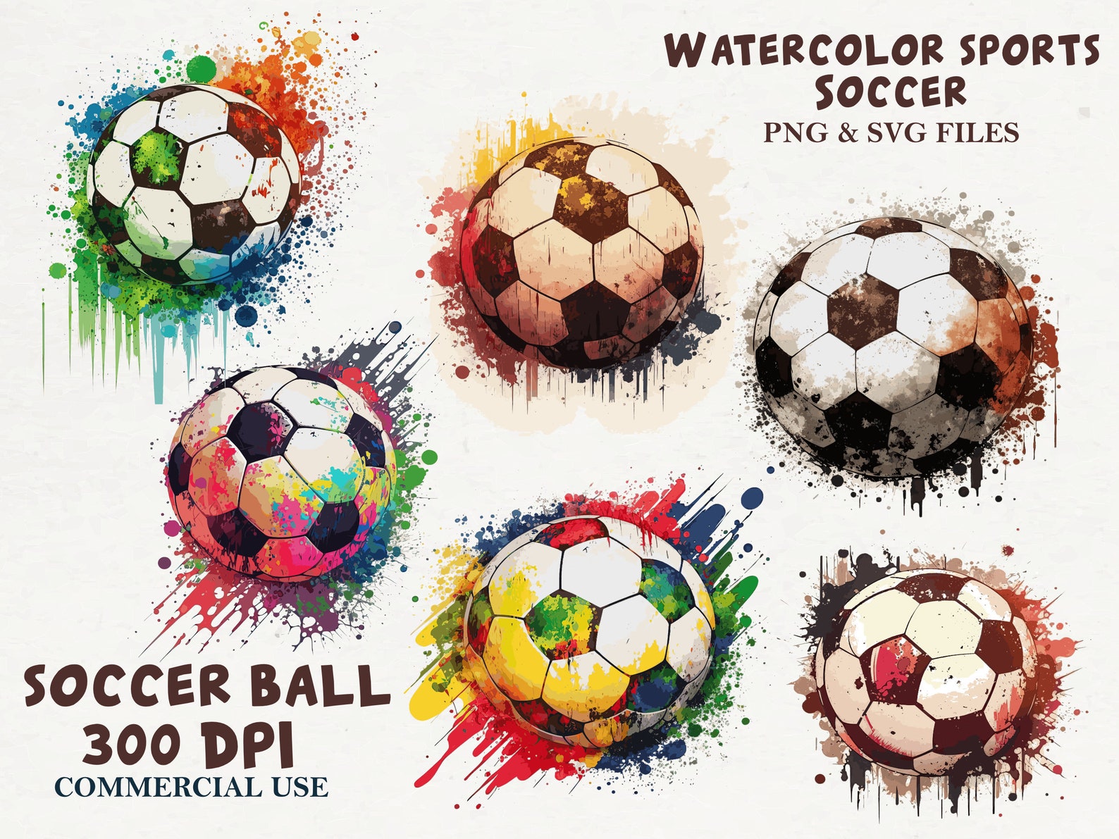 Watercolor Soccer Clipart Set, Watercolor Sports, Watercolor ...