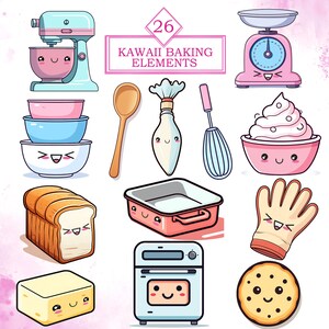 Cute Kawaii Baking Clipart PNG, Vector Clipart, Kawaii Clipart Bundle ...
