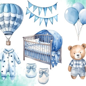 Baby Shower Baby Boy Clipart Bundle, Newborn Baby Boy Clipart, Baby Boy ...