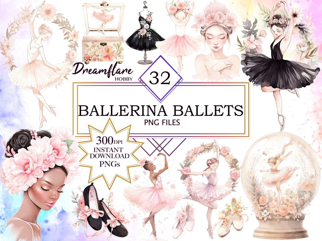 Watercolor Ballerina Ballet Clipart PNG, Pink Watercolor Ballet Clipart ...