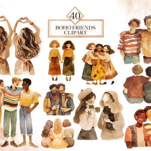Boho Friendship Day PNG Clipart Bundle, Friends Clipart, Besties ...