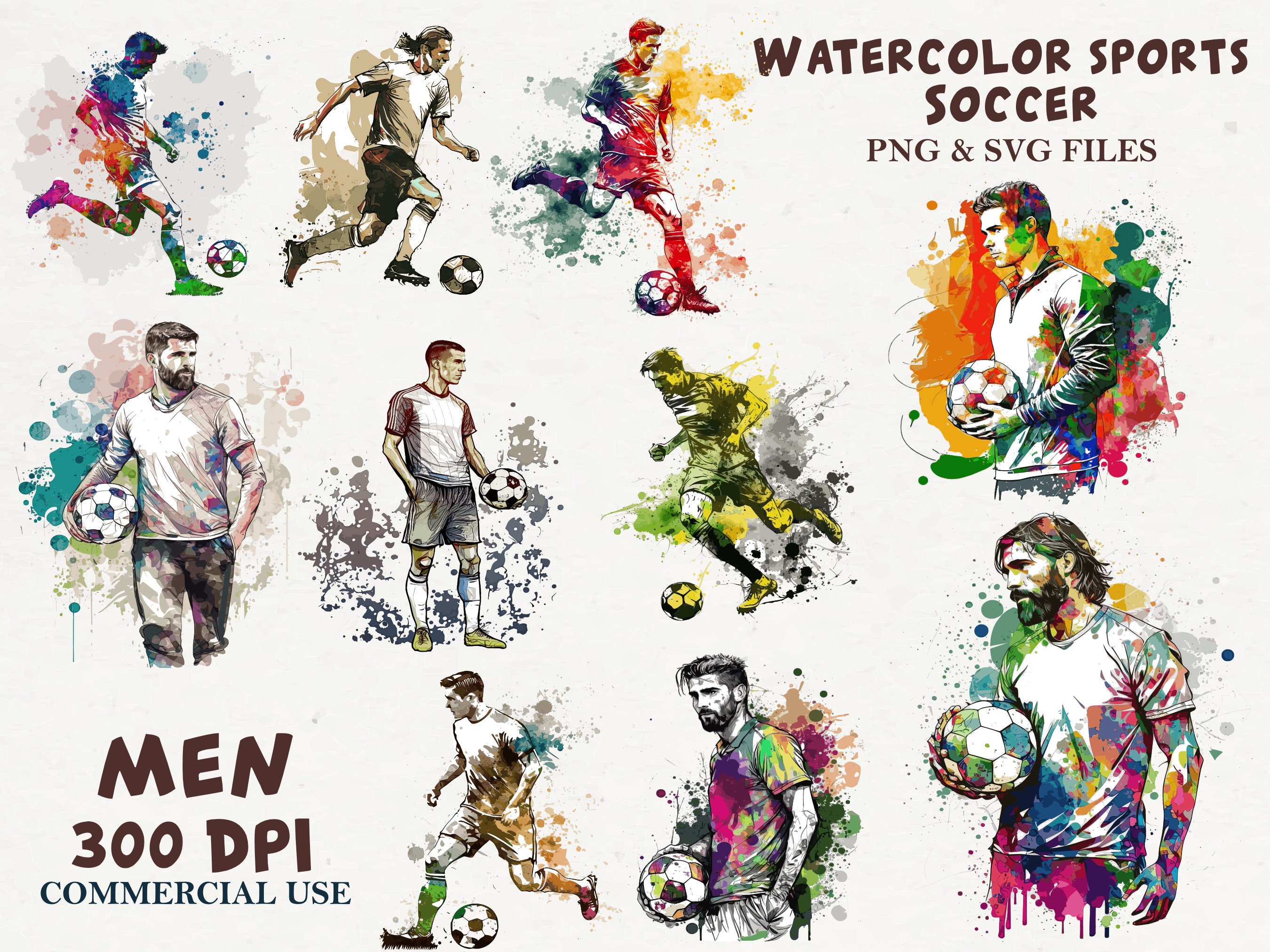 Watercolor Soccer Clipart Set Watercolor Sports Watercolor - Etsy
