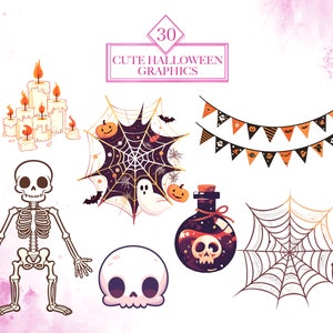 Cute Halloween Clipart Bundle, Halloween PNG, Spooky Cute Halloween ...